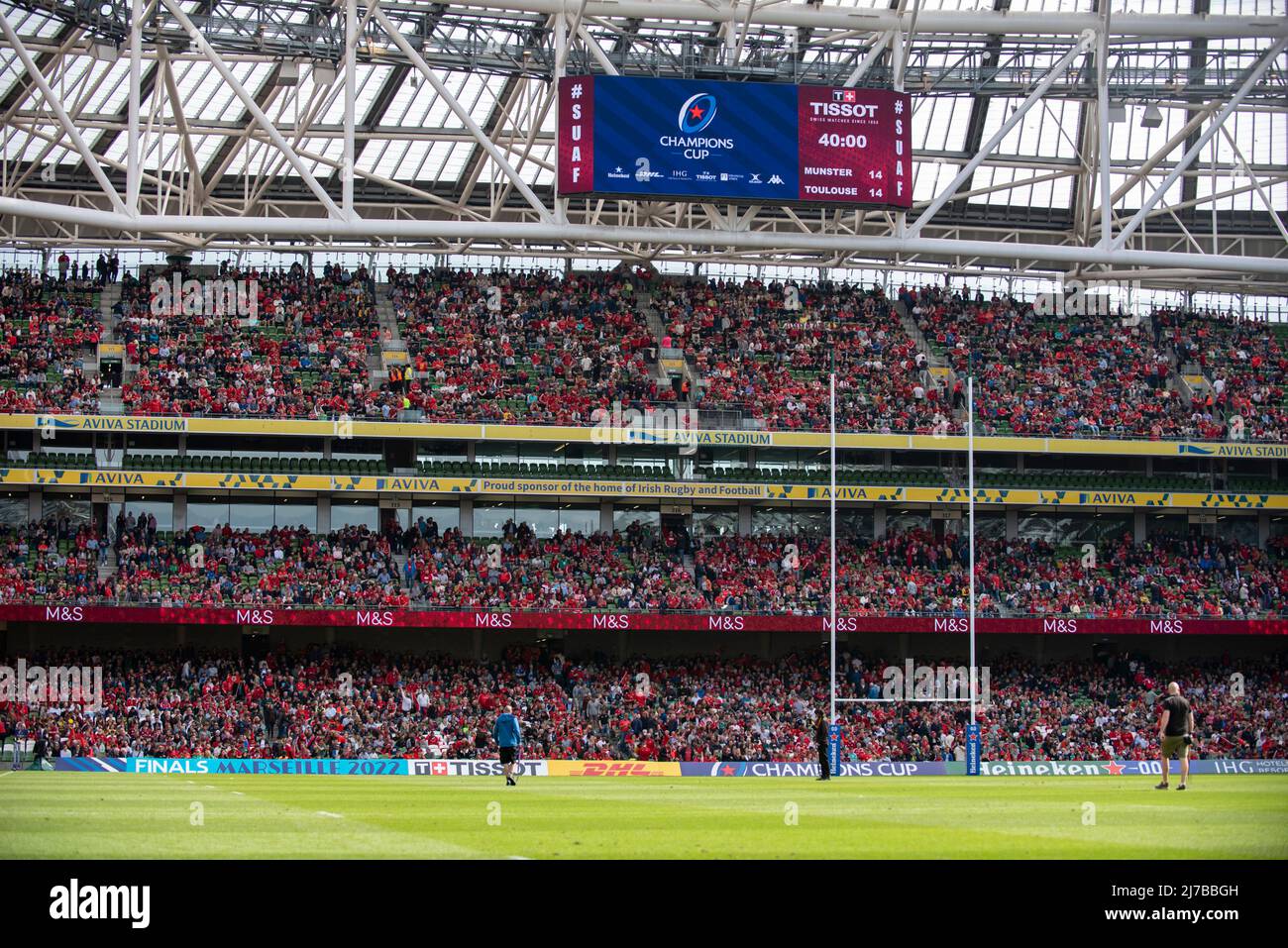 A general view of Aviva Stadium during the Heineken Champions Cup ...