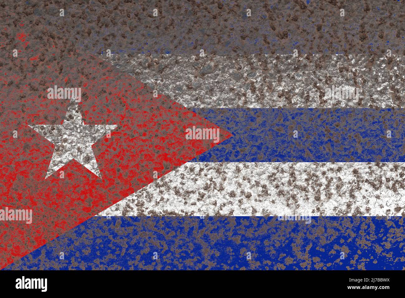 Cuba flag on a rusty old iron metal sheet Stock Photo - Alamy