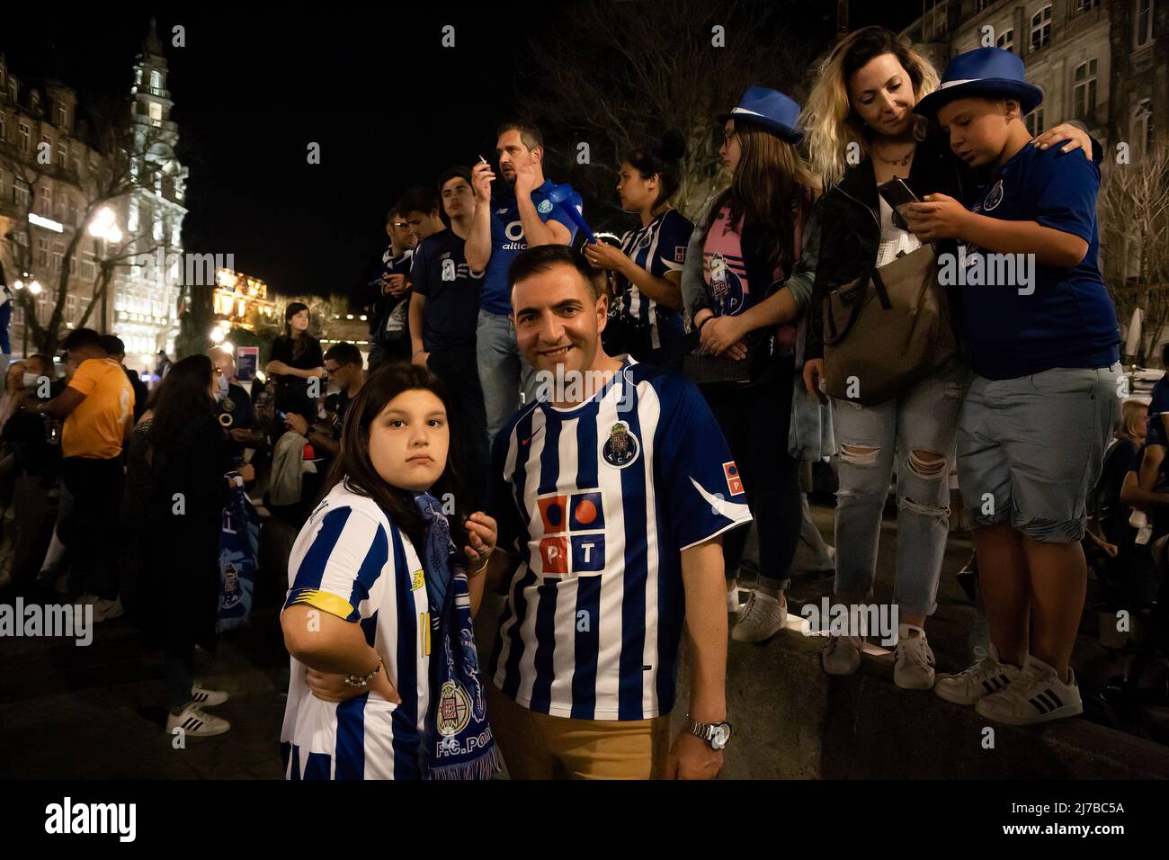 Fans of Futebol Clube do Porto pose for a photo as they celebrate the ...