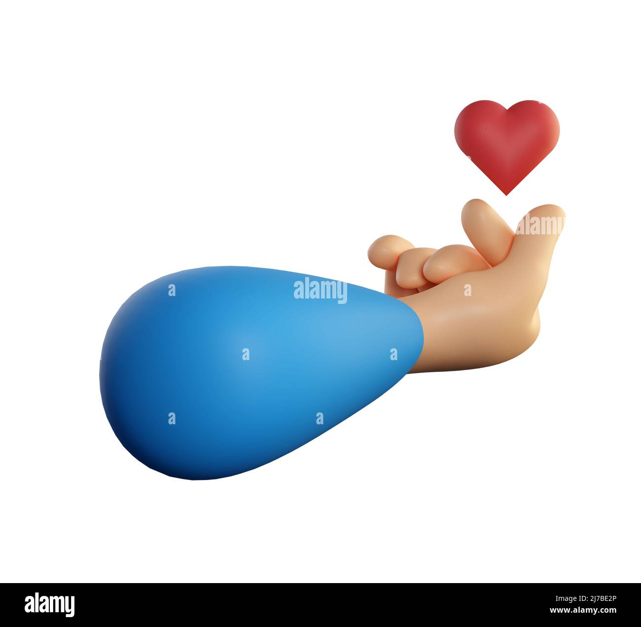 Human hand holding flying heart. Making heart symbol with fingers ...