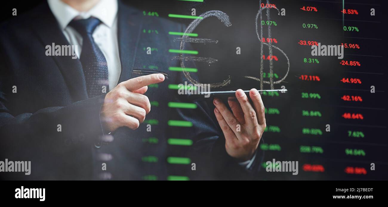 Stock market, Business growth, progress or success concept. Businessman ...