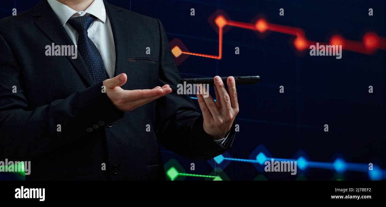 Stock market, Business growth, progress or success concept. Businessman ...