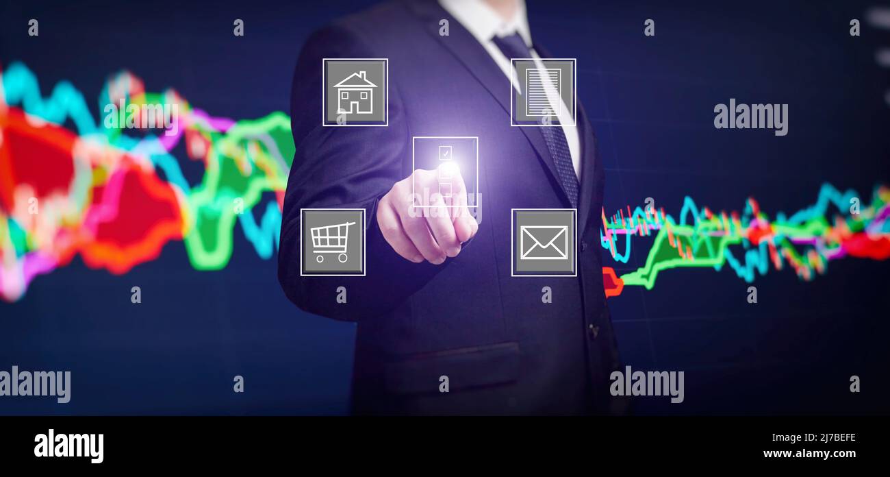 Market economy graph statistic showing growth of profit analyzing ...