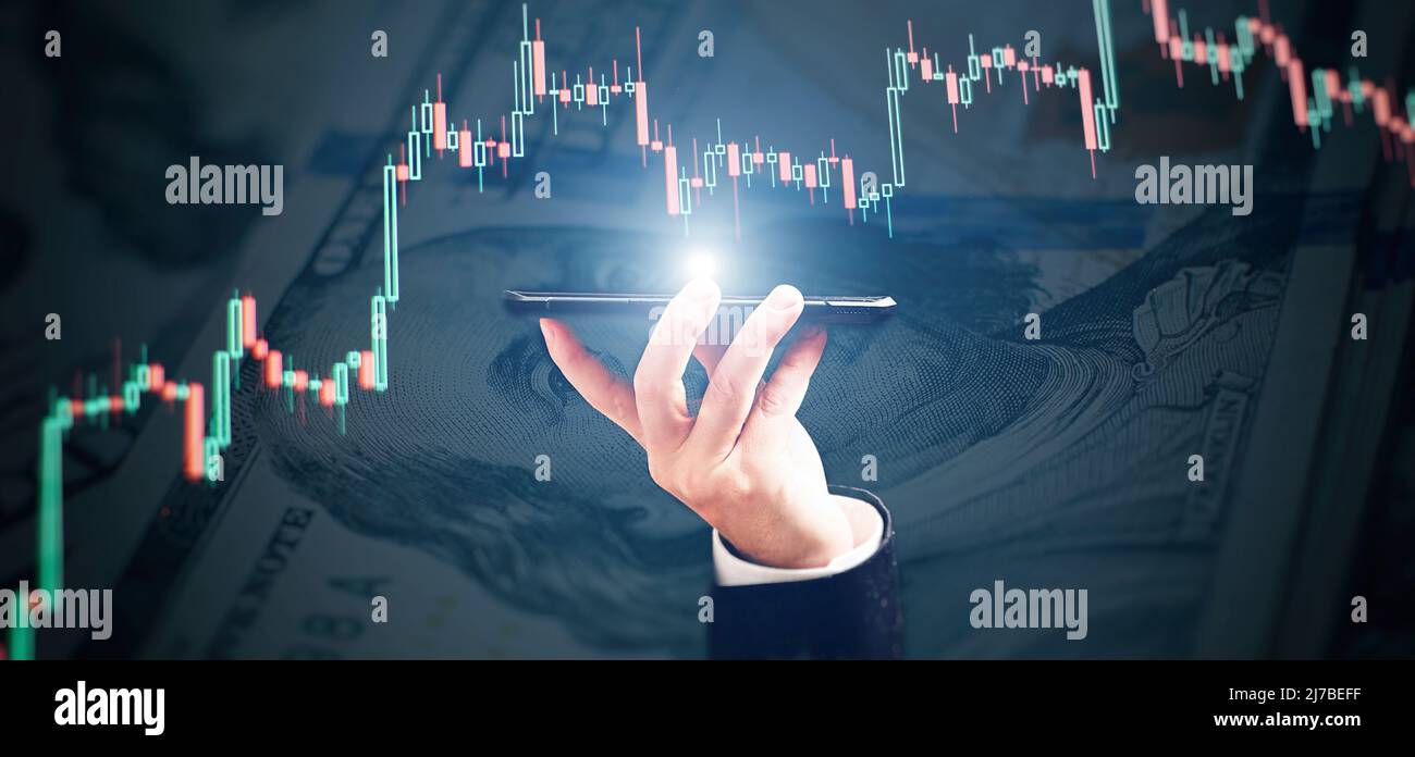Market economy graph statistic showing growth of profit analyzing ...