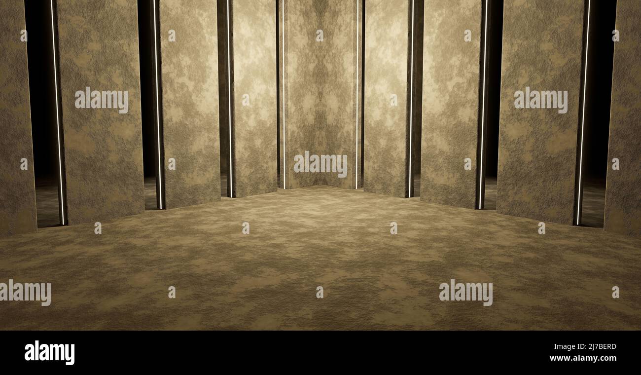 Modern Digital Simulation Basement Hangar Corridor Warehouse Club Dance ...