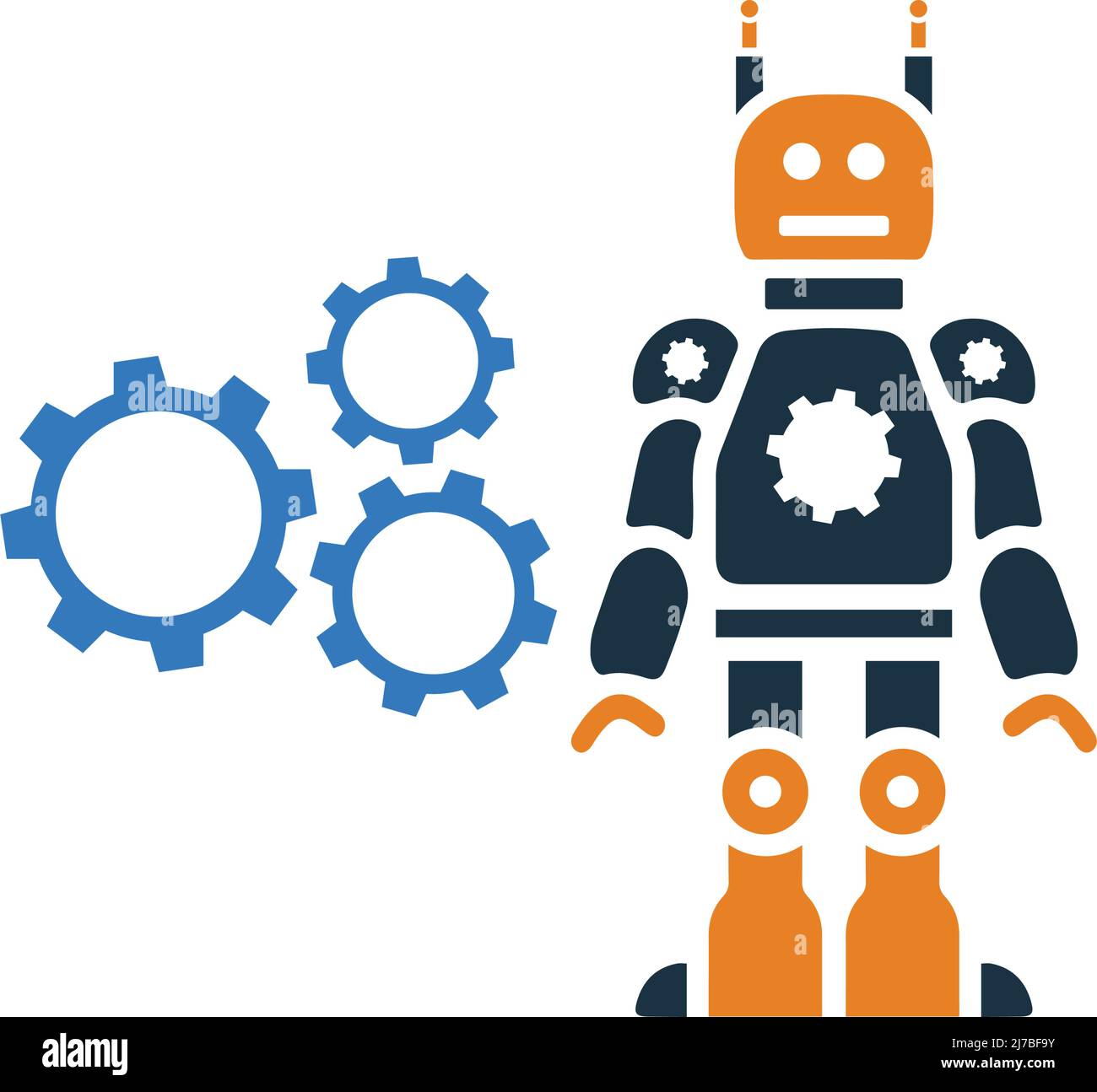 machine, Robot icon is isolated on white background. Simple vector ...