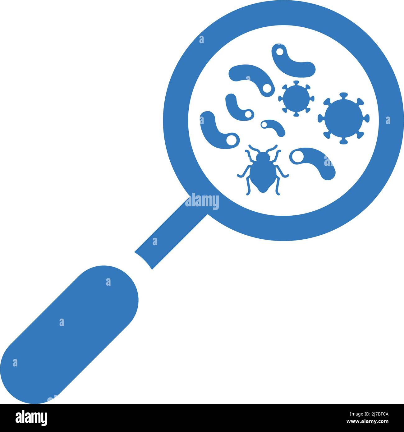 Search, bacteria, magnifier icon is isolated on white background ...