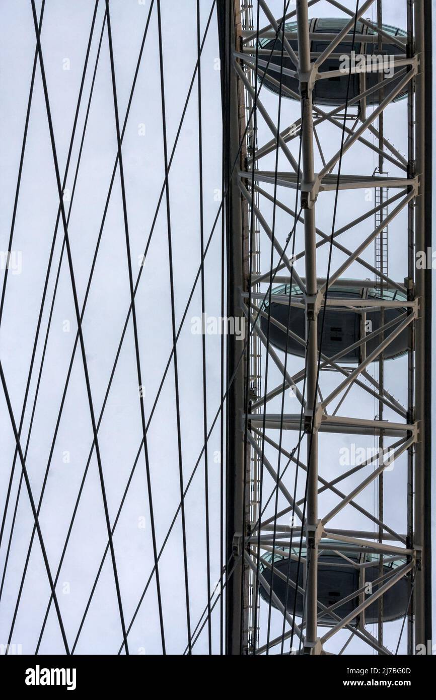 LONDON, UK - MAY 03, 2008: Unusual view of London Eye with passenger ...