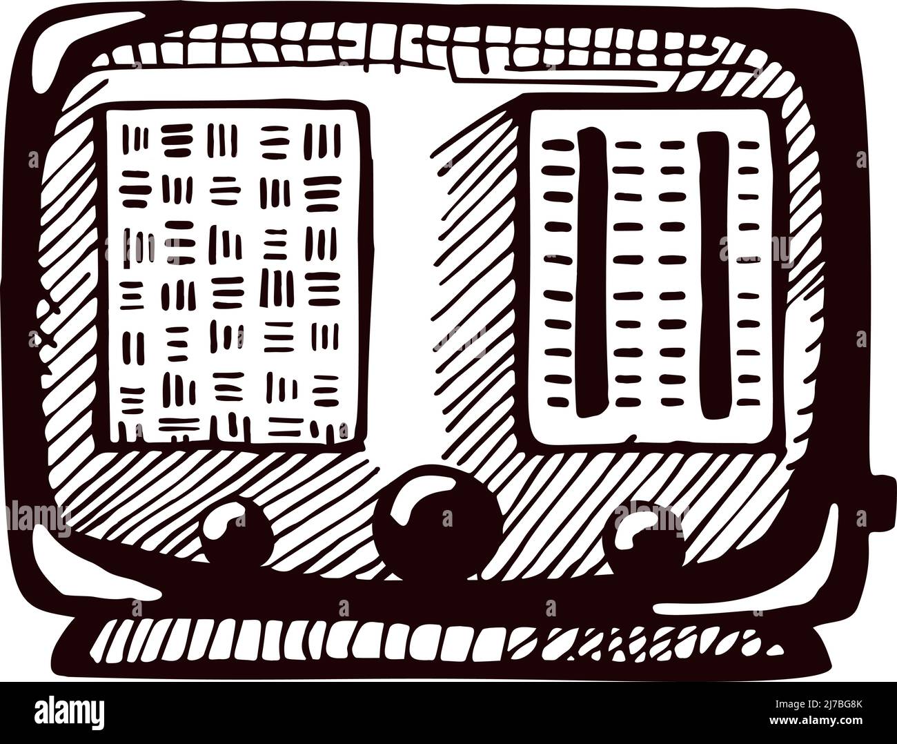 Retro radio engraved isolated on white background. Vintage media ...