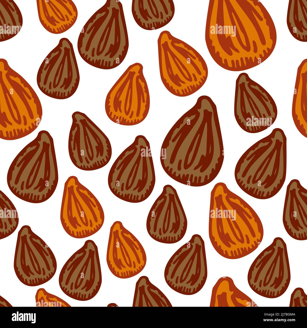 Seamless pattern engraved seeds. Vintage background plants kernels in ...
