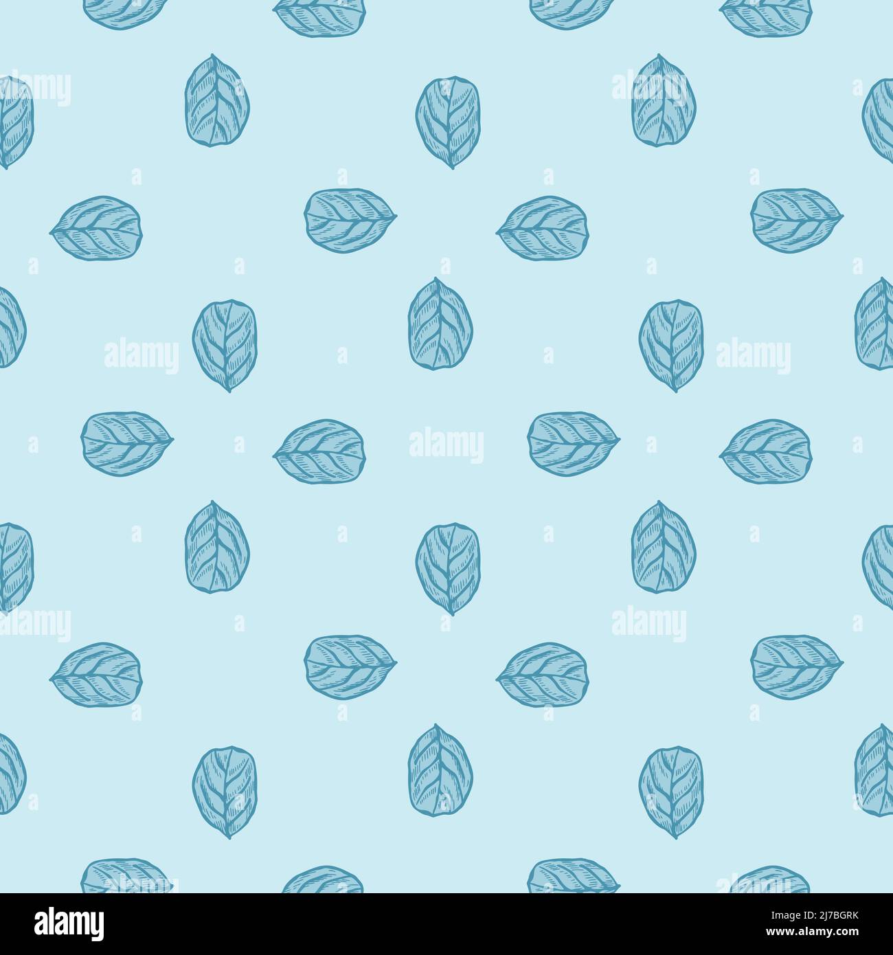 Seamless pattern engraved tree leaves. Vintage background botanical ...