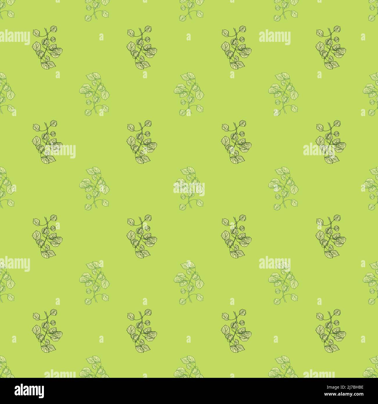 Seamless pattern engraved tree branches. Vintage background summer ...