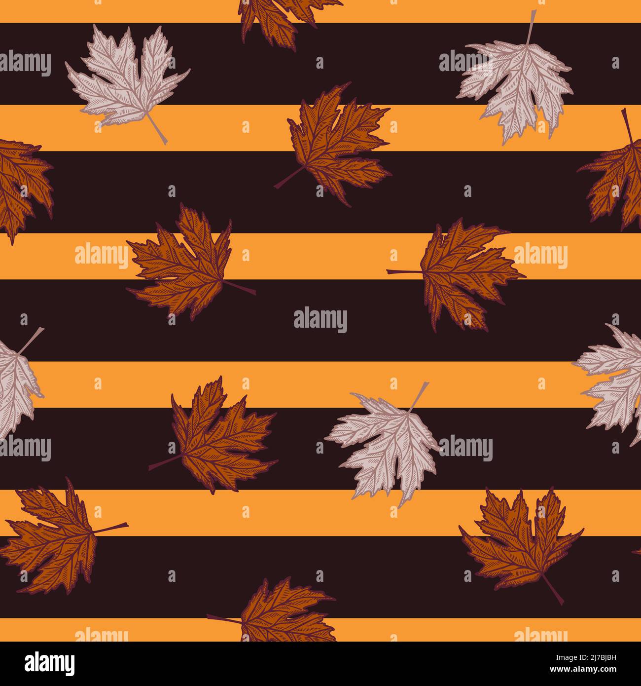 Leaves maple canadian engraved seamless pattern. Vintage background ...