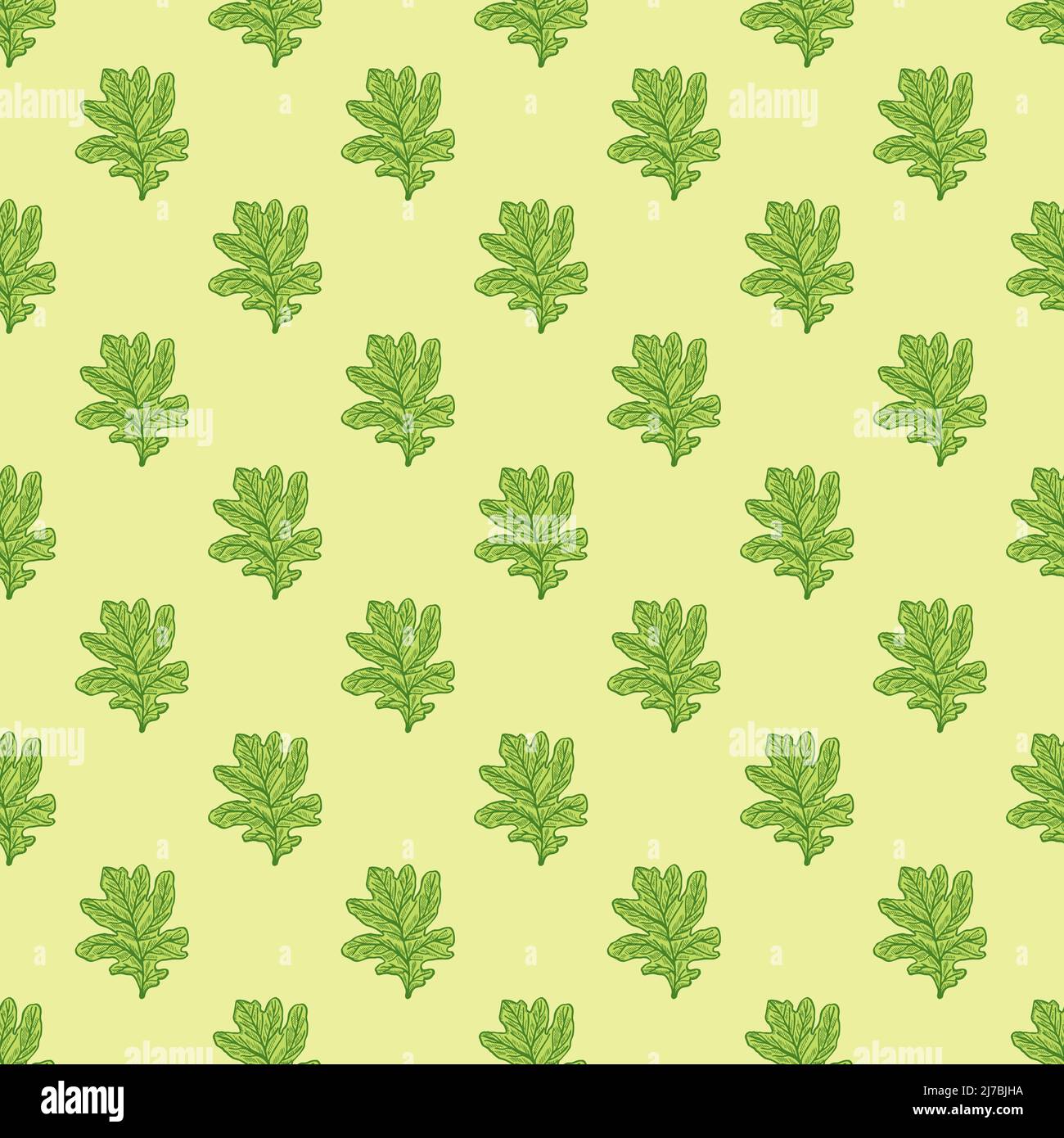 Leaves oak engraved seamless pattern. Retro background botanical with ...