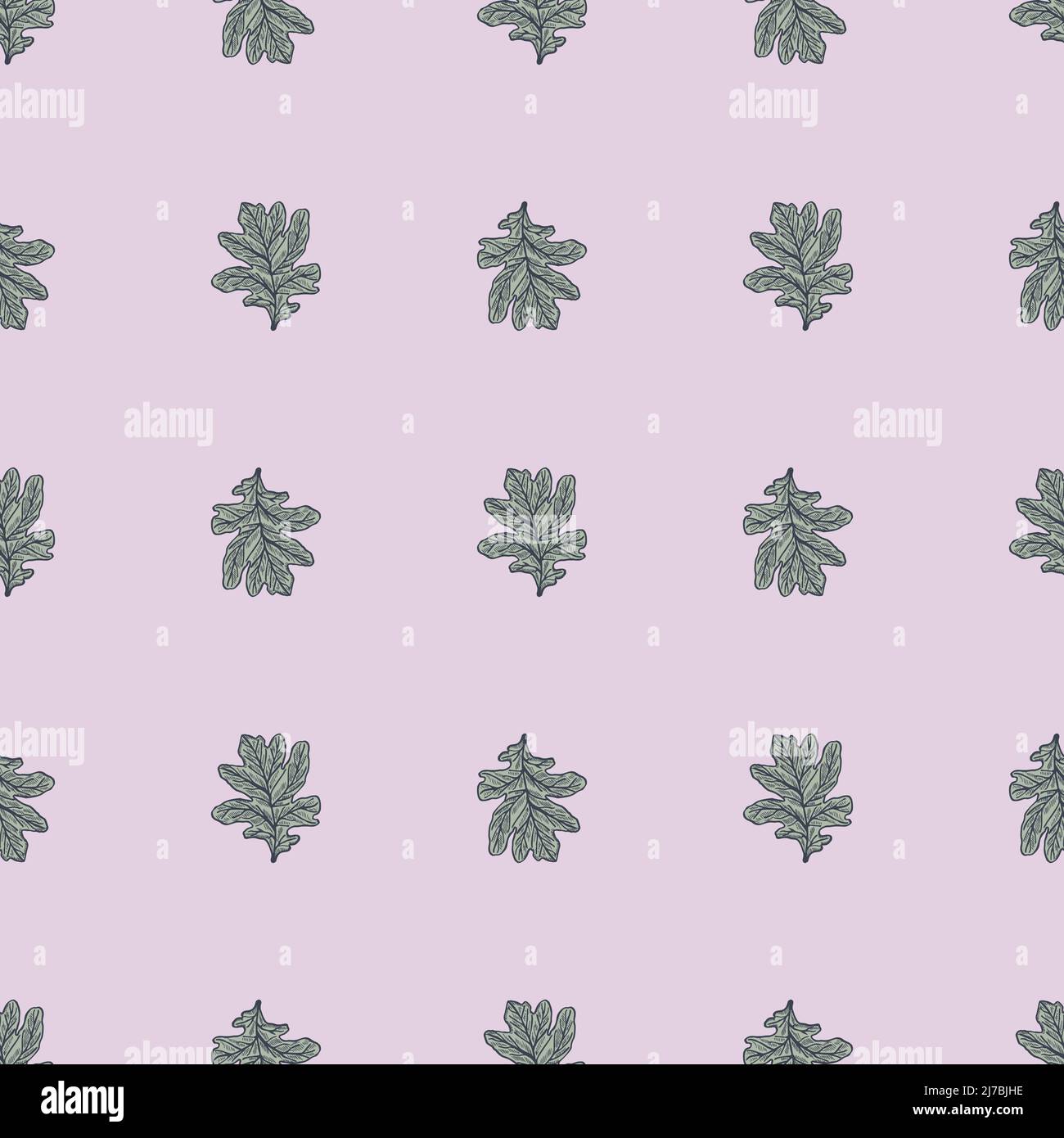 Leaves oak engraved seamless pattern. Retro background botanical with ...