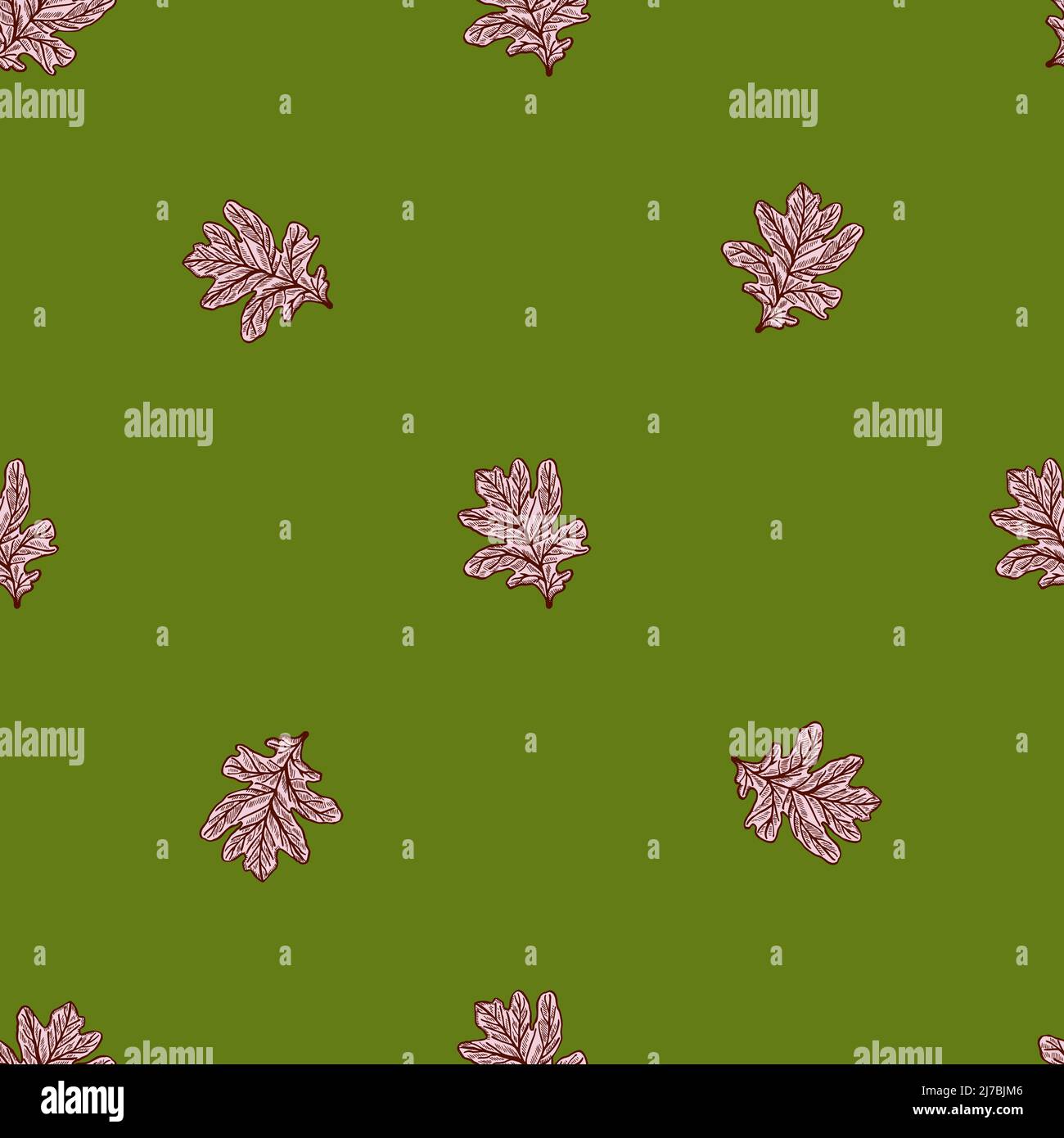 Leaves oak engraved seamless pattern. Retro background botanical with ...