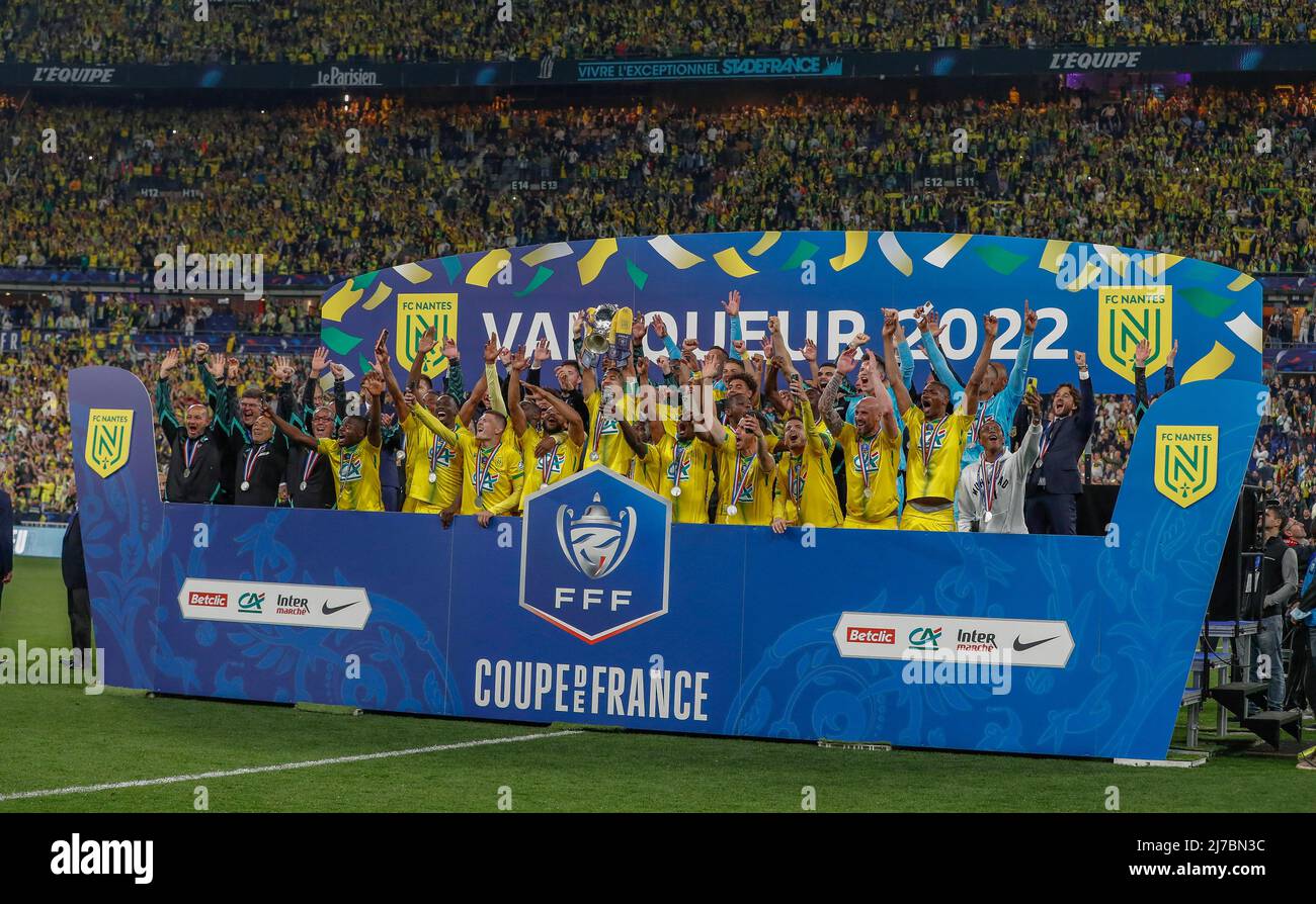Trophy ceremony for FC NANTES players and staff of the match of the ...