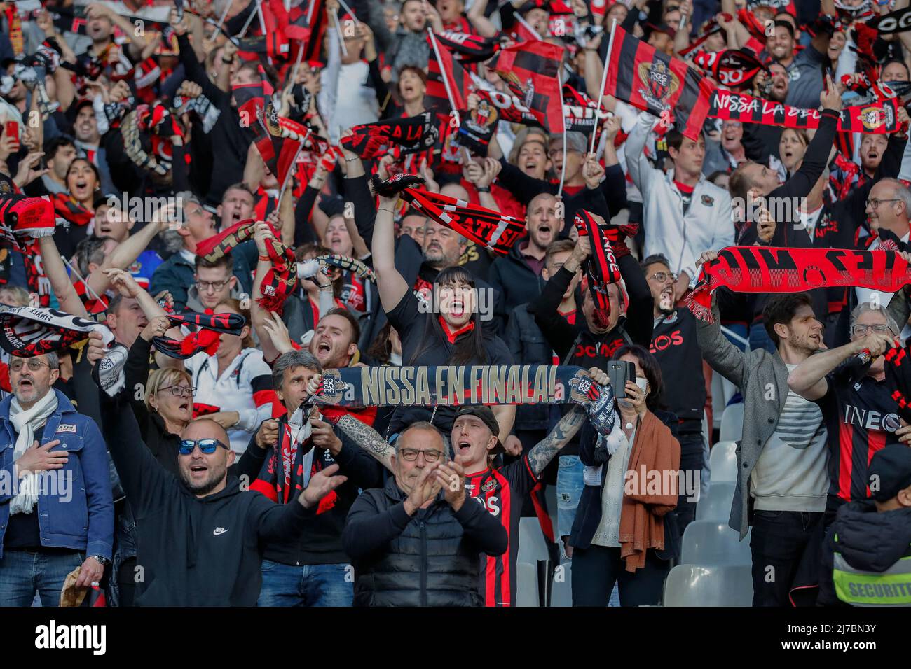Supporters of OGC NICE in action during the match of the final of ...