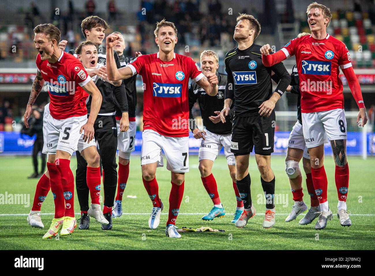 Silkeborg, Denmark. 06th, May 2022. The players of Silkeborg IF are ...