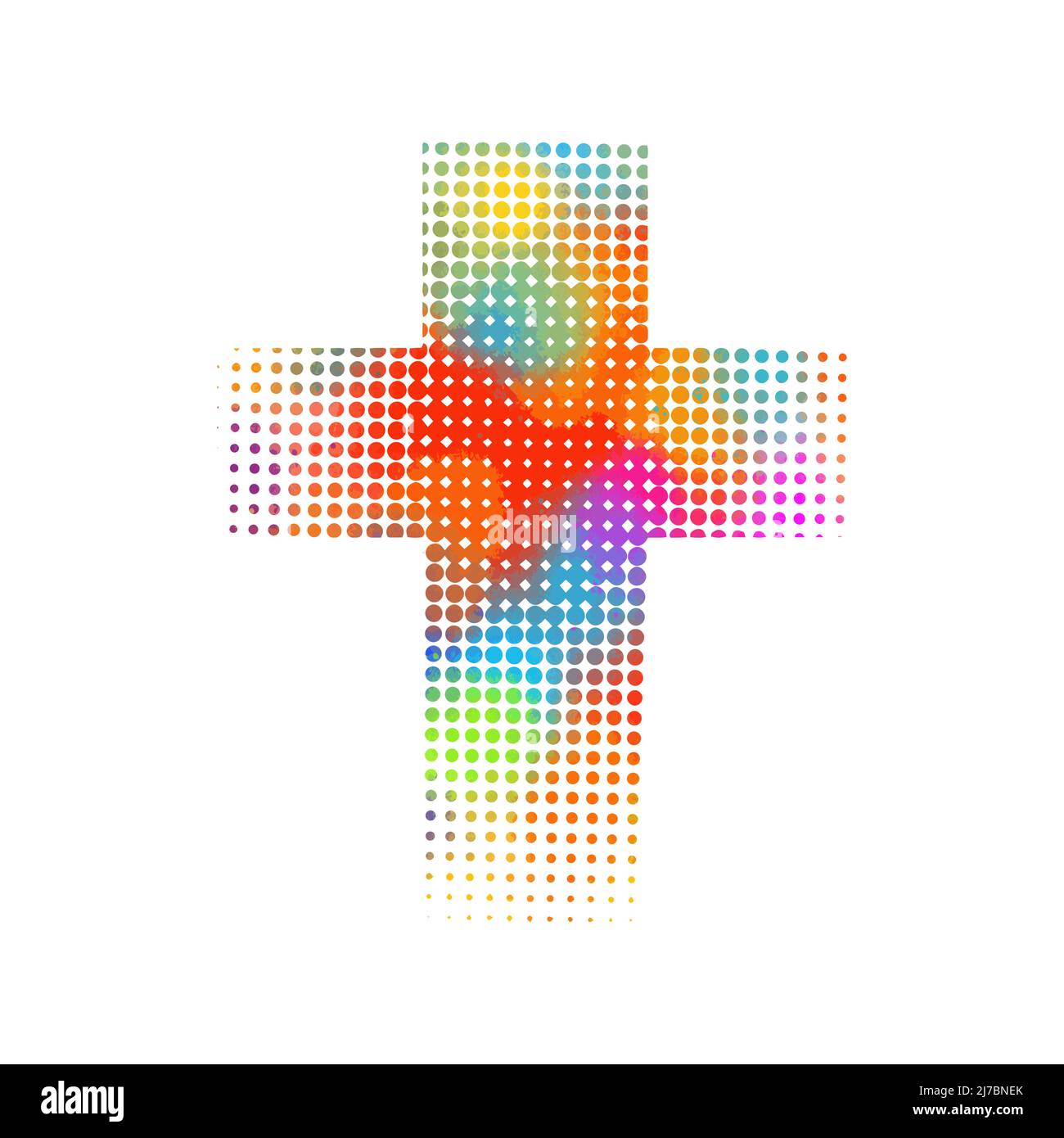 colorful halftone cross on the white background. Christian symbol ...