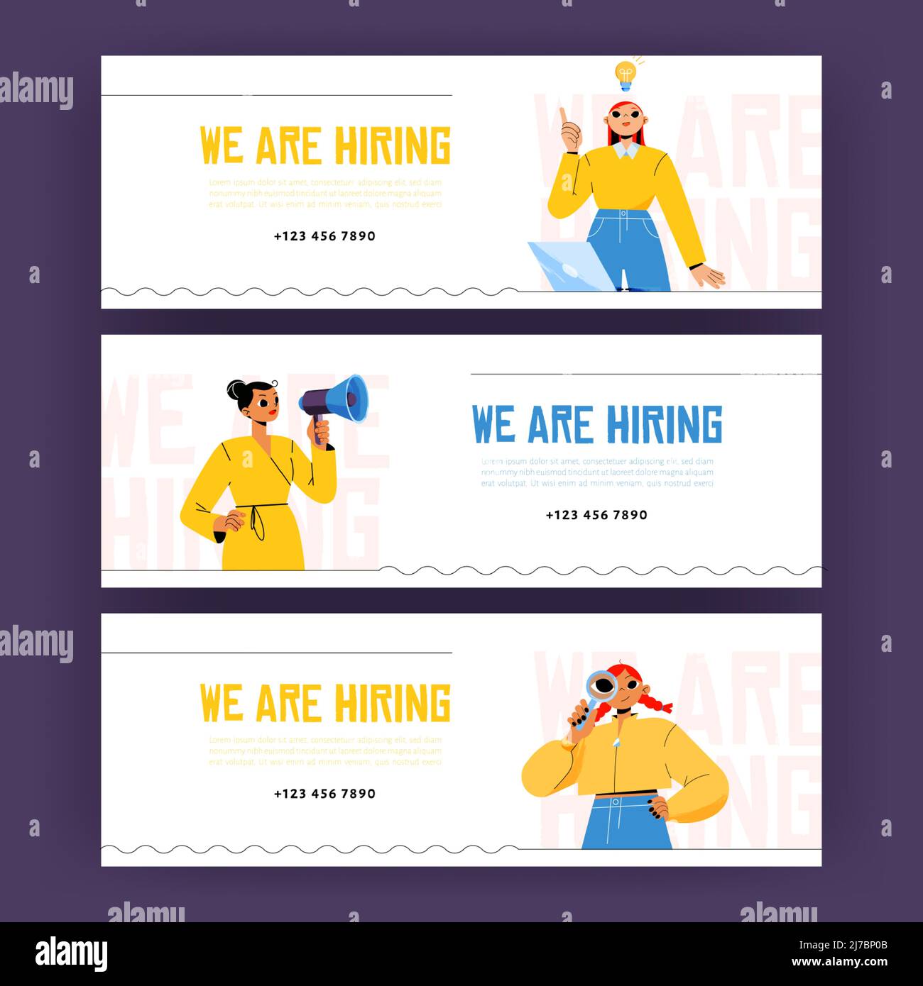 We are hiring banners, recruitment concept with hr managers search ...