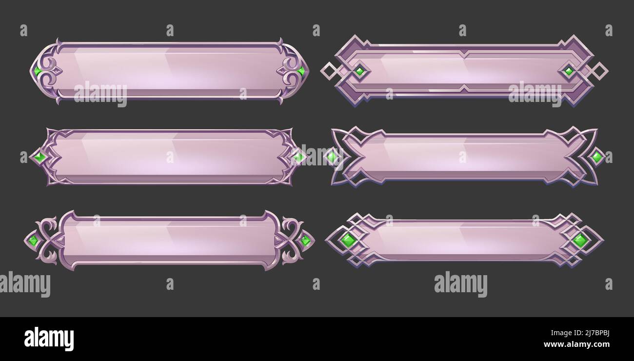 Silver buttons with fantasy frames in medieval style and green gems for ...