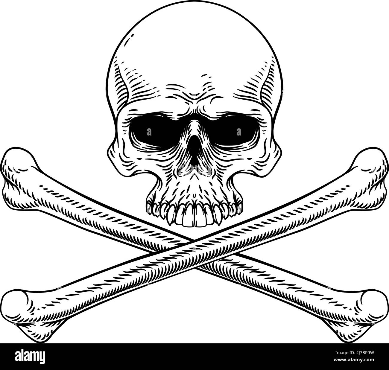 Skull And Crossbones Cross Bones Vintage Woodcut Stock Vector Image ...