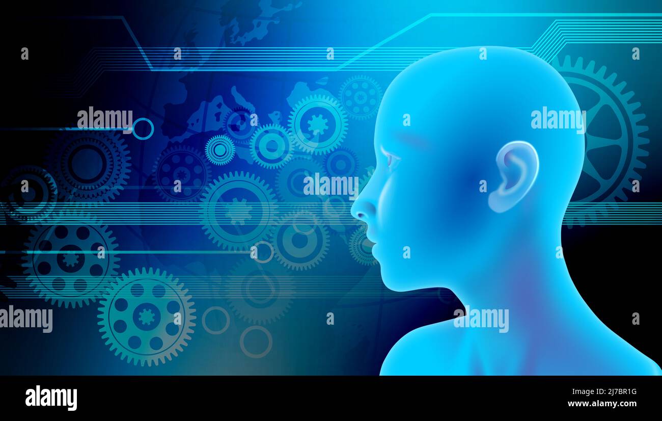 Abstract Artificial intelligence. Technology web background. Virtual ...