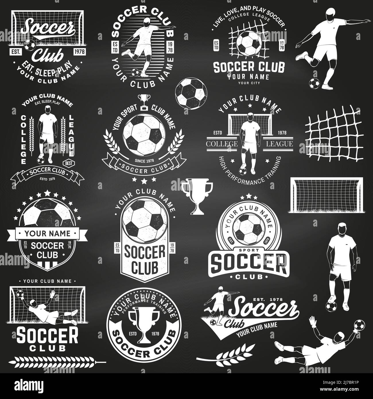 Set of soccer, football club badge design. Vector illustration. For ...