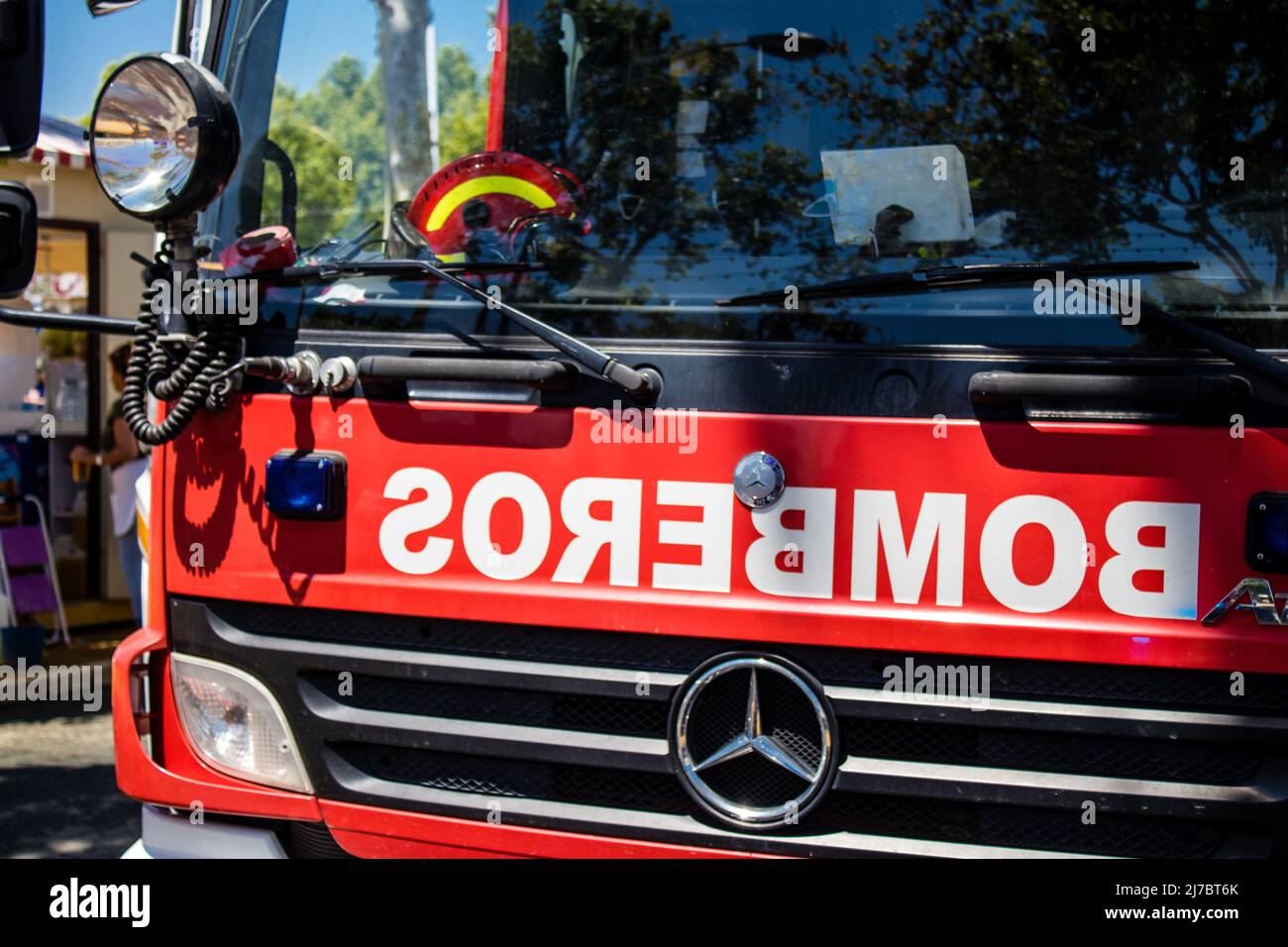 Seville, Spain - May 05, 2022 Firefighter in intervention at Feria de ...