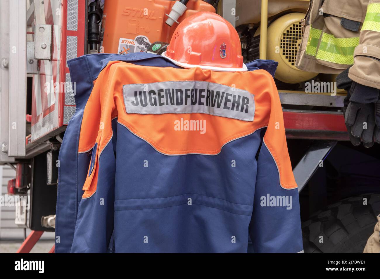 View into a fire department equipment trolley Stock Photo - Alamy