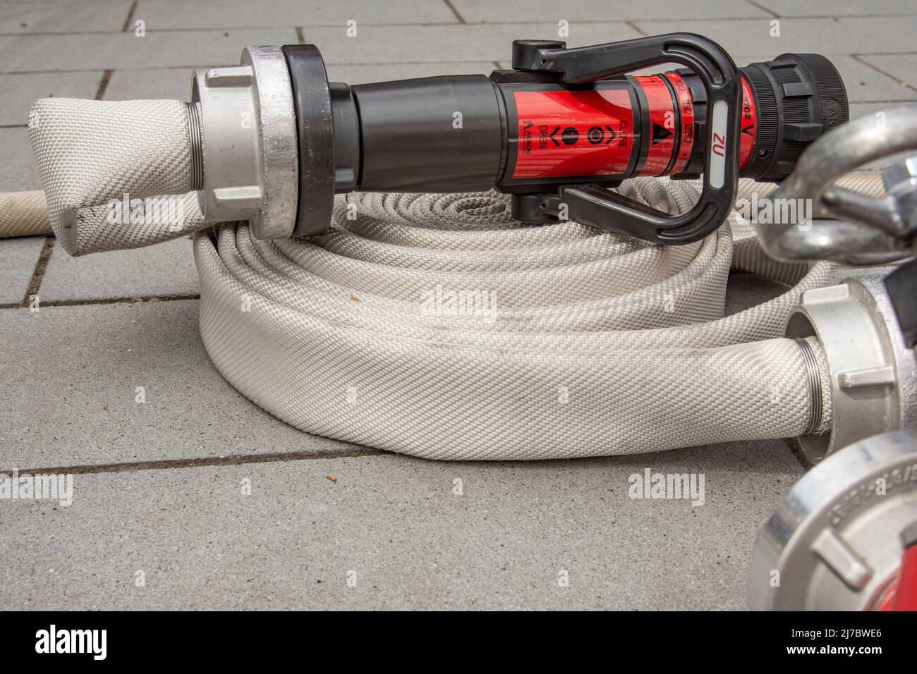 View into a fire department equipment trolley Stock Photo - Alamy