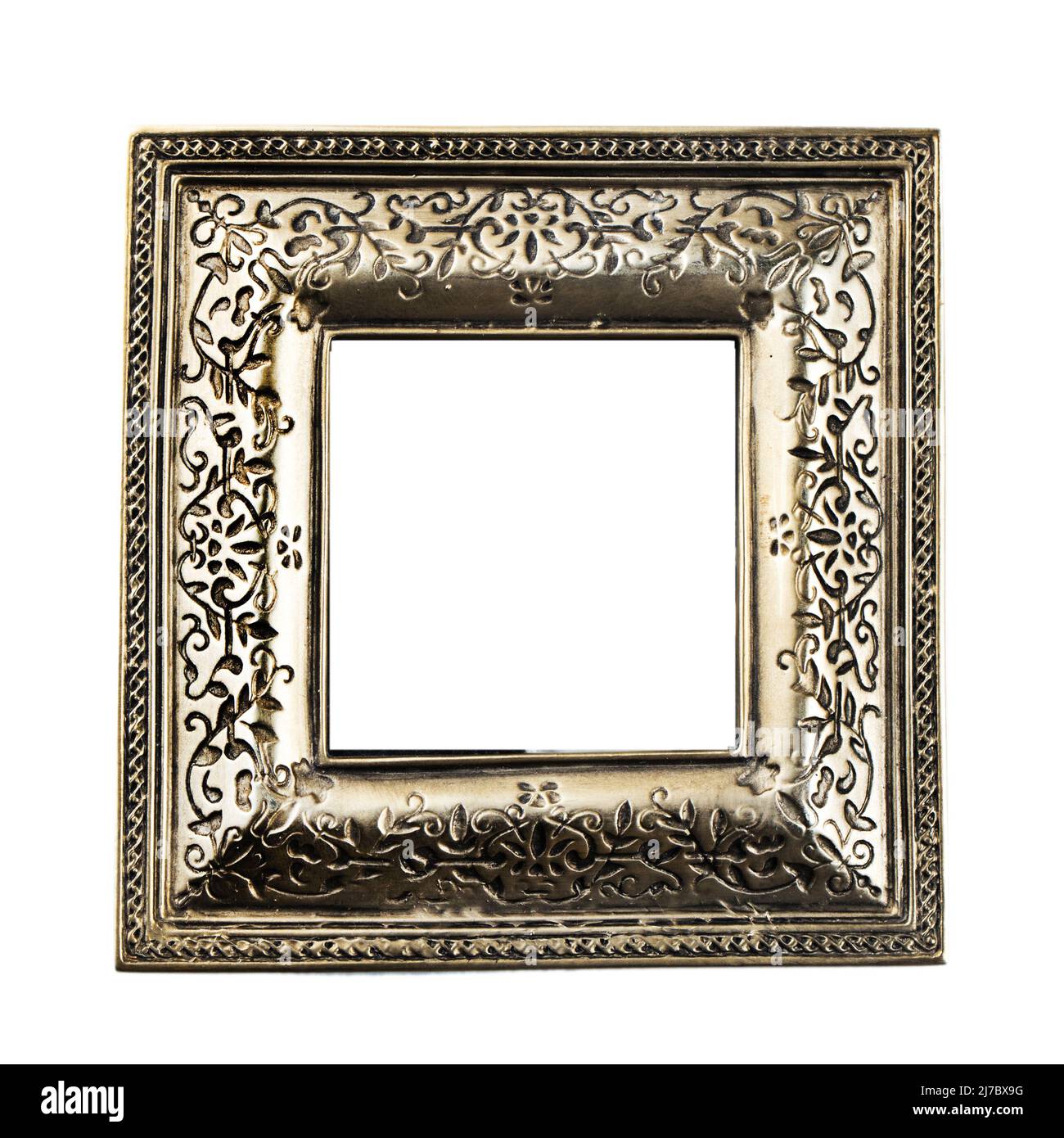 Vintage brass photo frame against white background Stock Photo - Alamy