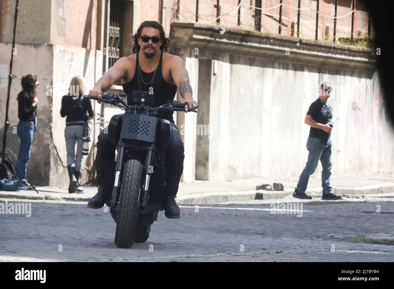 Rome, film set "Fast and Furios 10". Pictured: Jason Momoa Stock Photo ...