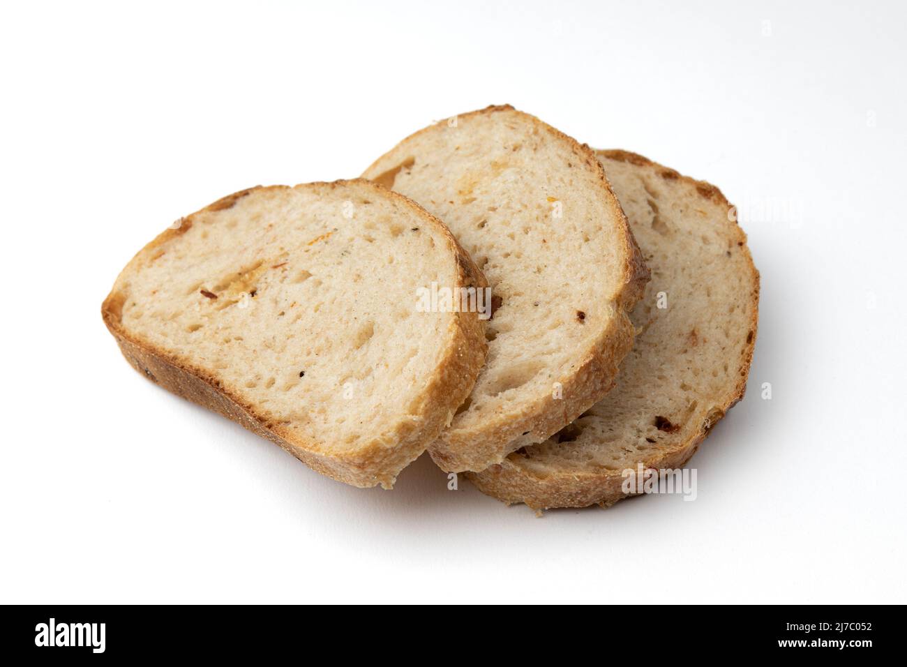 three slices wheat bread isolated on white background, italian fresh ...