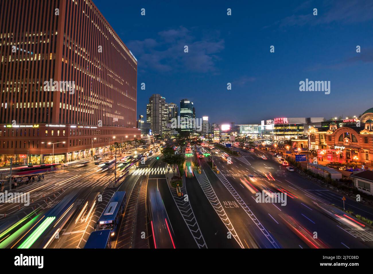 The beautiful and colorful night view of traffic hub and car light trails Stock Photo - Alamy