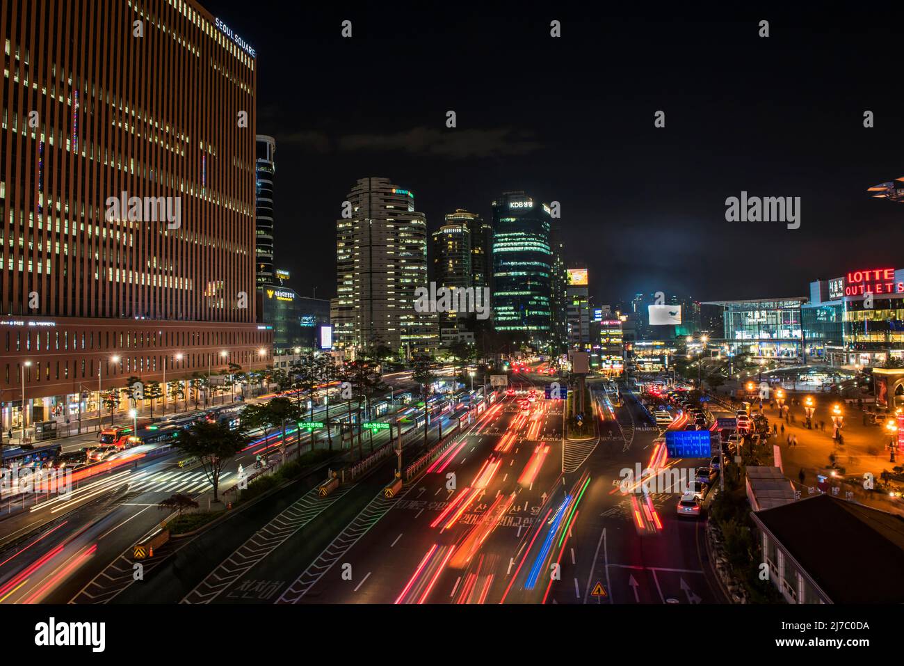 The beautiful and colorful night view of traffic hub and car light trails Stock Photo - Alamy