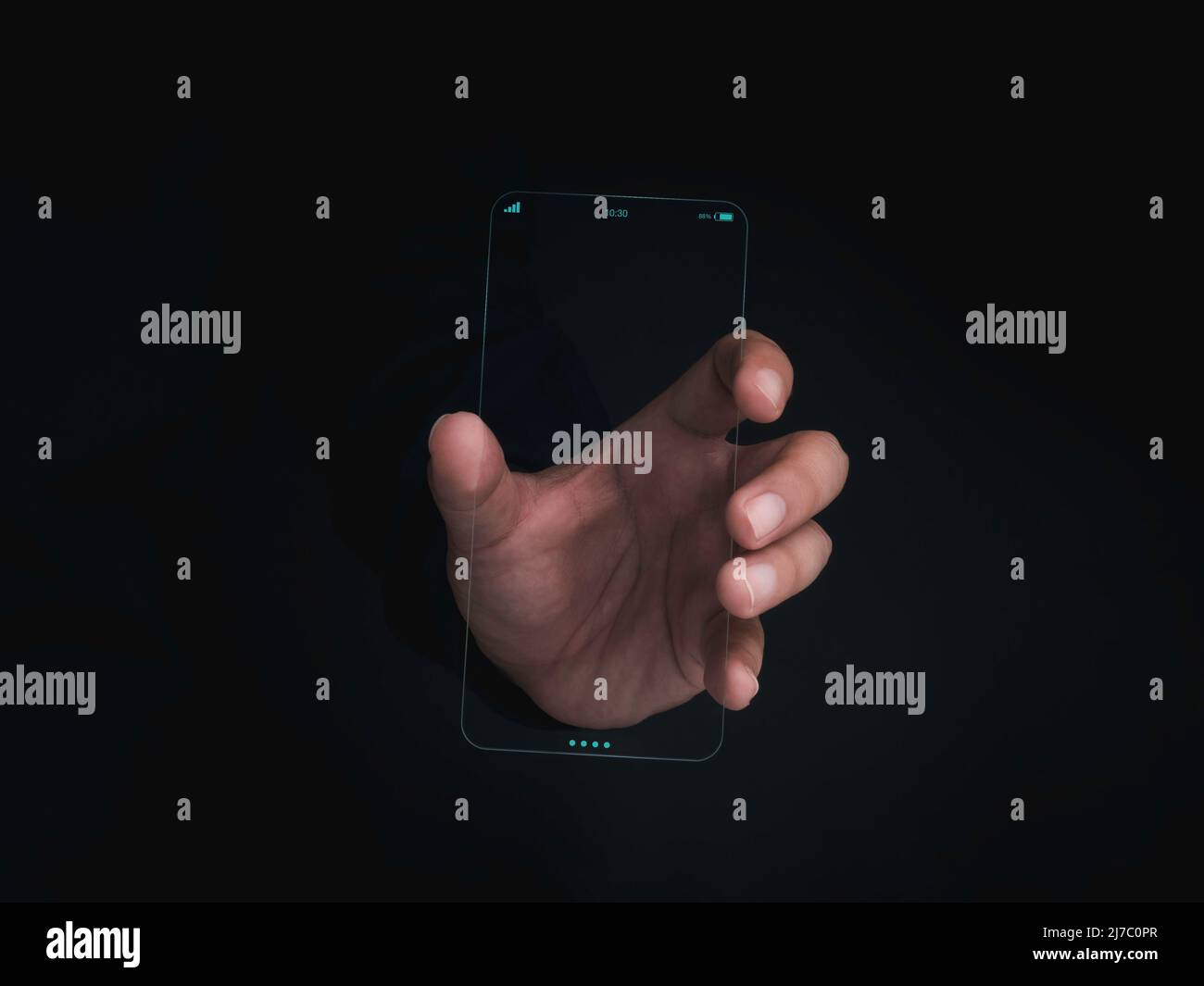 Futuristic transparent glass phone Technology. Super slim transparent ...