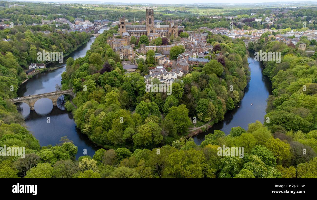 Durham Cathedral which stands on The Bailey, a peninsula formed by the ...