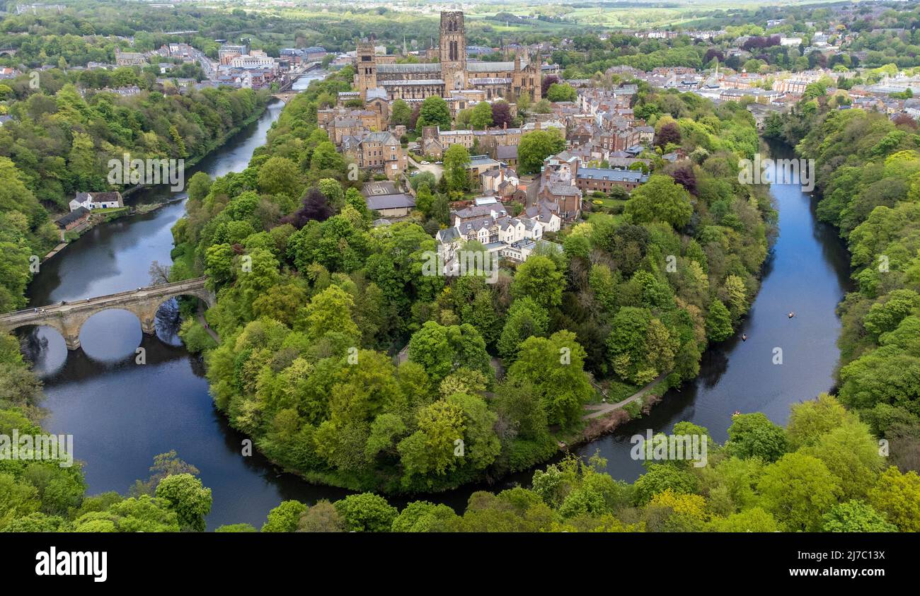 Durham Cathedral which stands on The Bailey, a peninsula formed by the ...