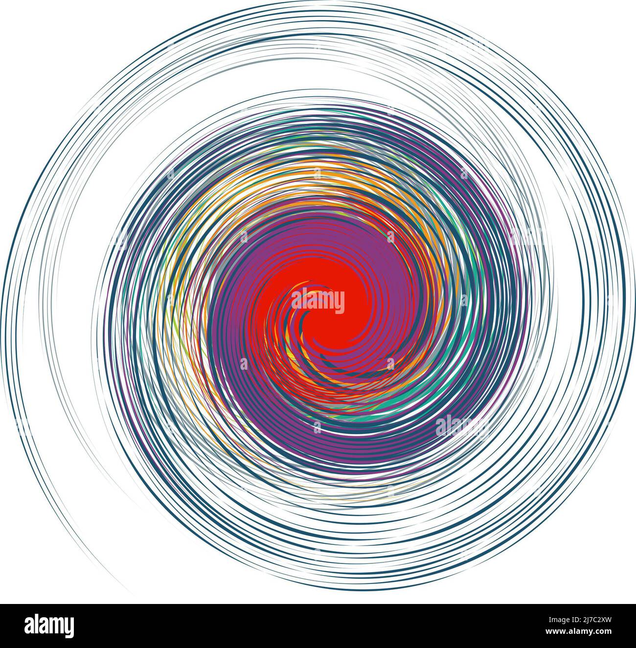 Abstract colorful swirl shape on a white background. Concentric circles ...