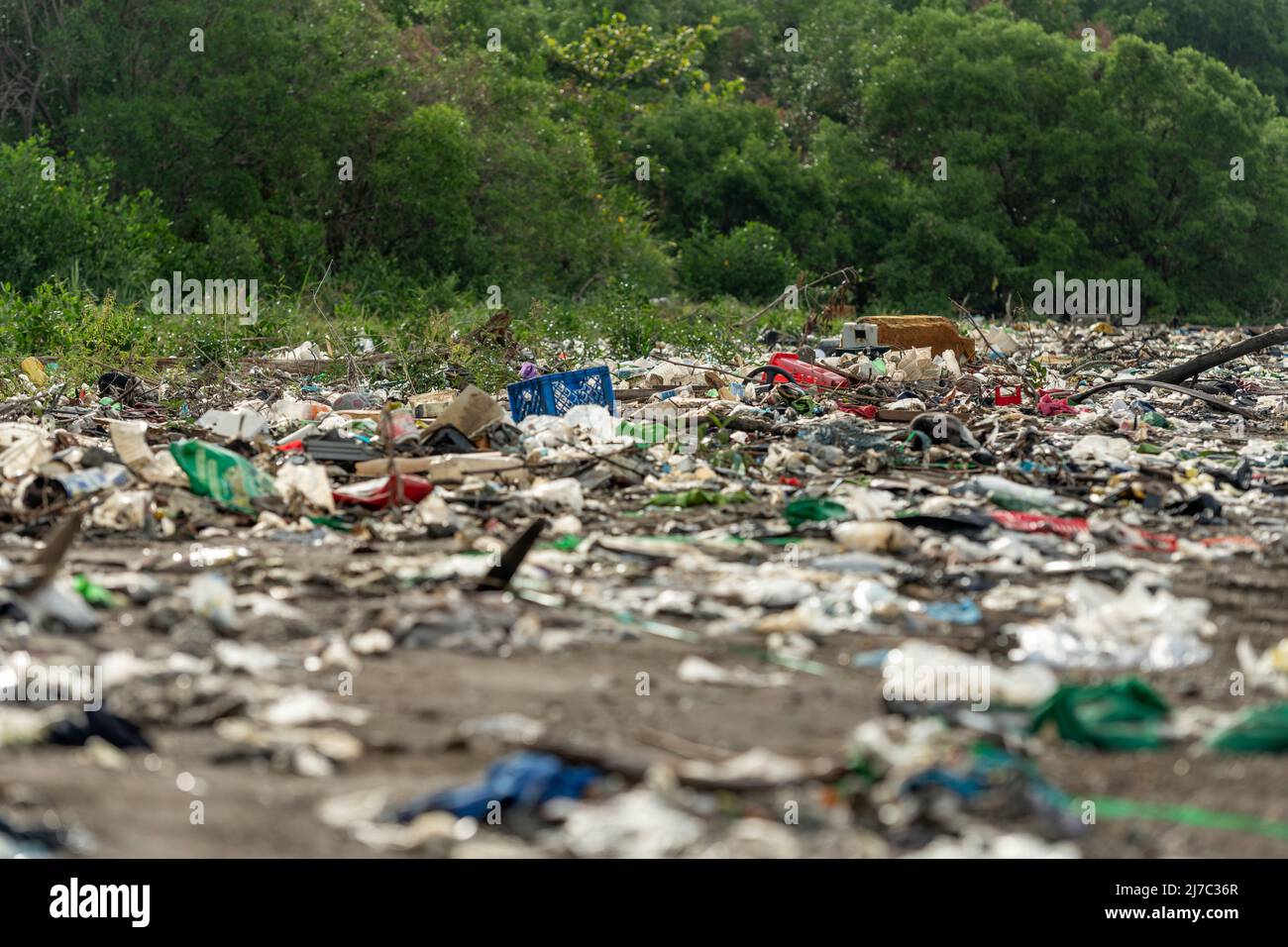 Ocean Dumping - Total pollution on a Tropical pacific beach, Panama ...