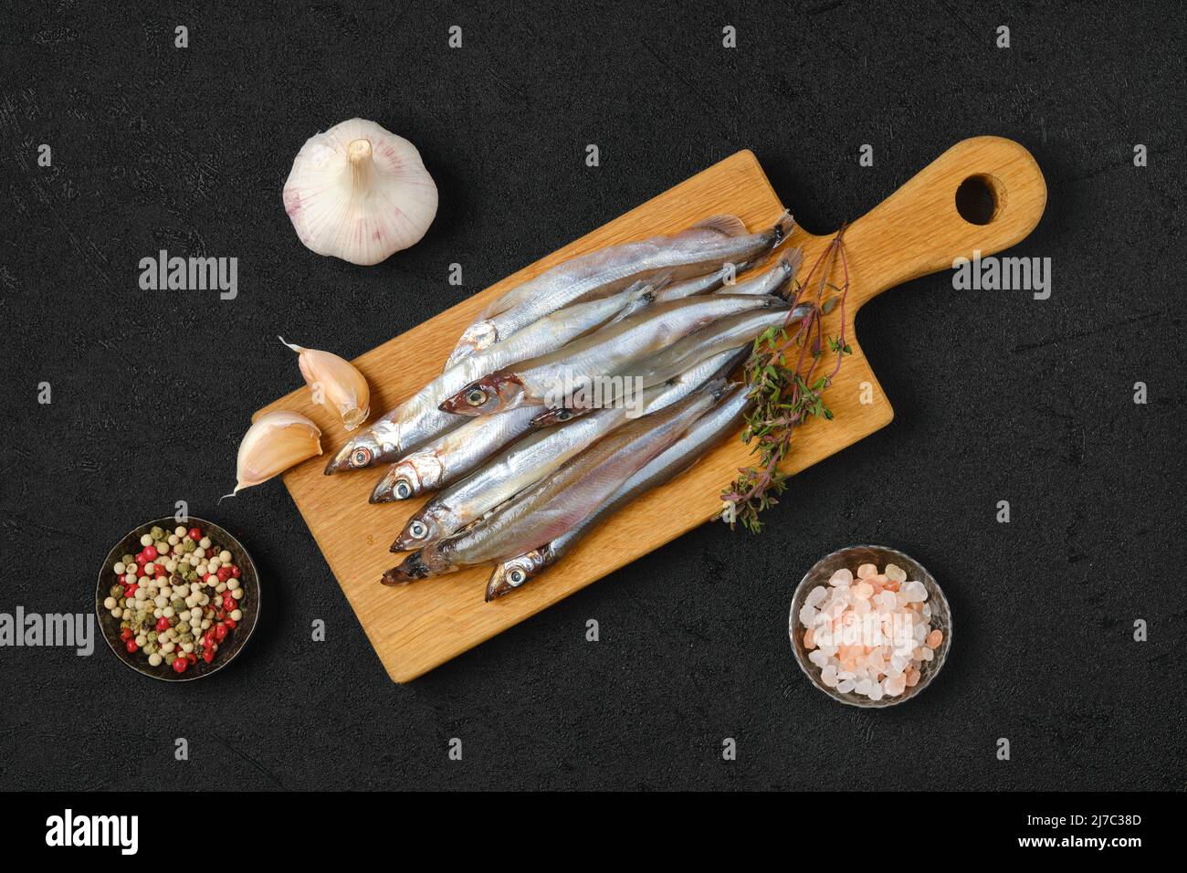 Top view of pile of fresh raw frozen capelin Stock Photo - Alamy