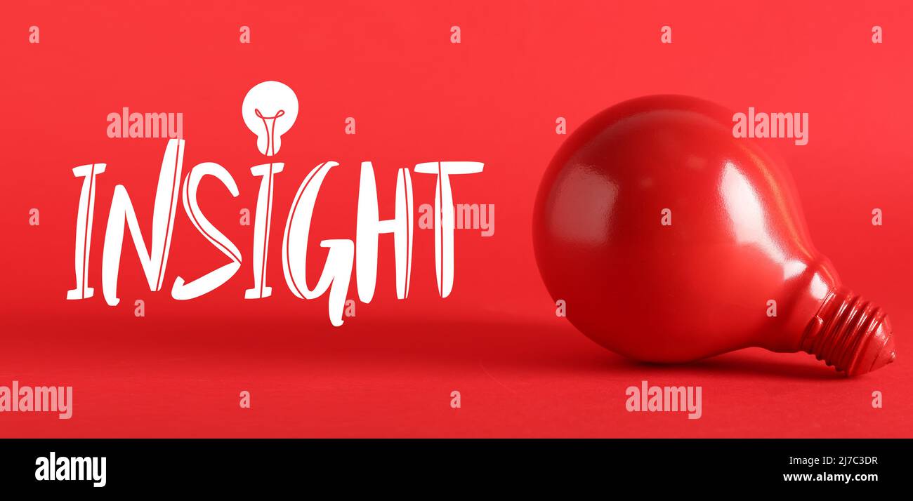Light bulb and word INSIGHT on red background Stock Photo - Alamy