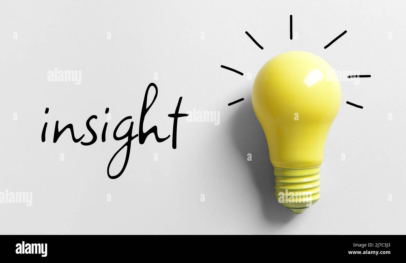 Light bulb and word INSIGHT on white background Stock Photo - Alamy