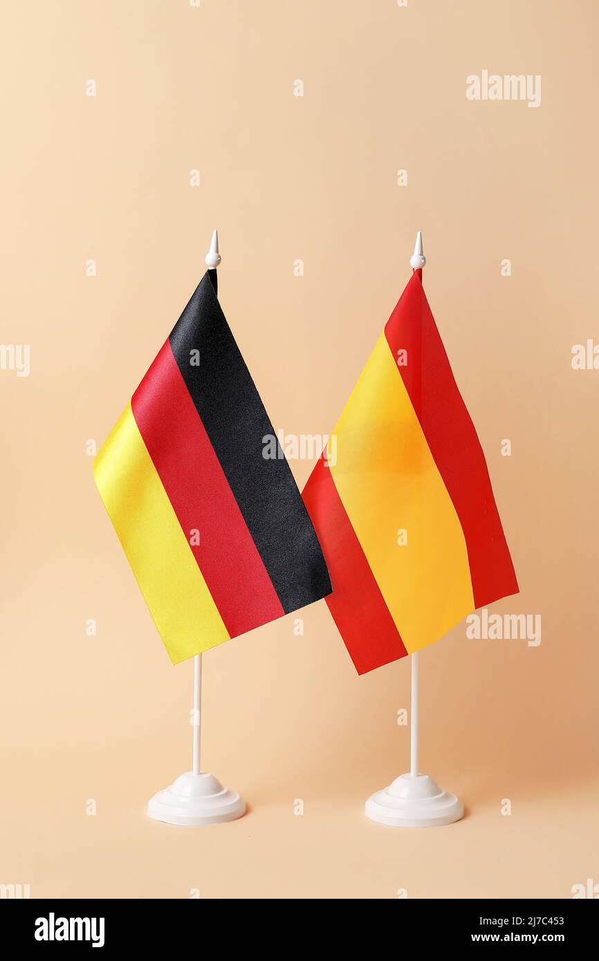 Flags of Germany and Spain on color background Stock Photo - Alamy