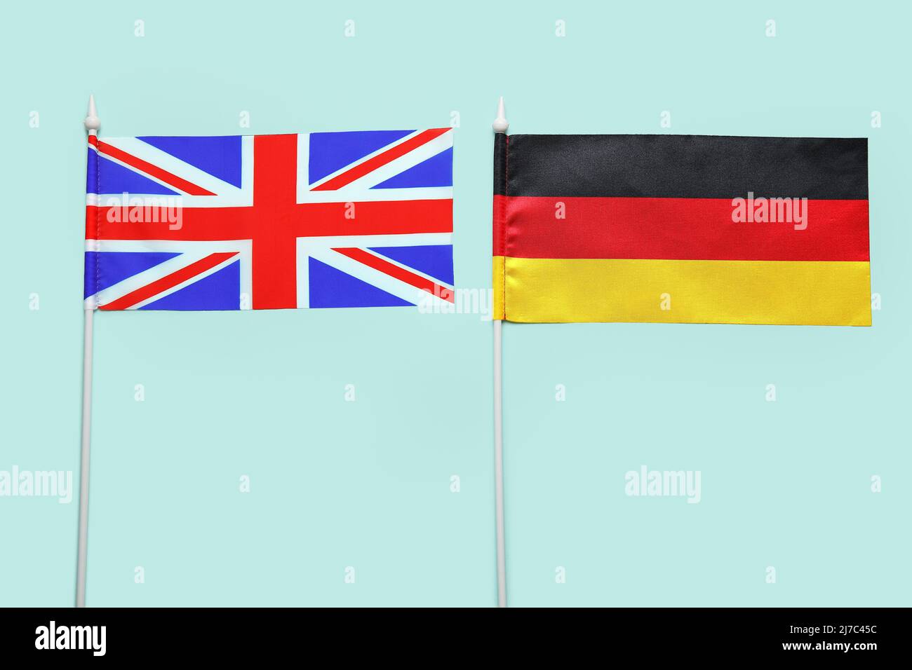 Flags of Germany and Great Britain on color background, closeup Stock ...