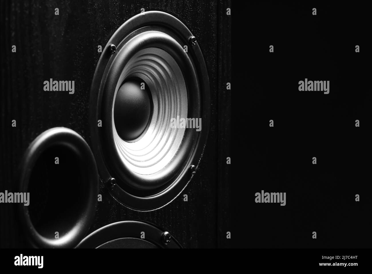 Modern loudspeaker on dark background, closeup Stock Photo - Alamy