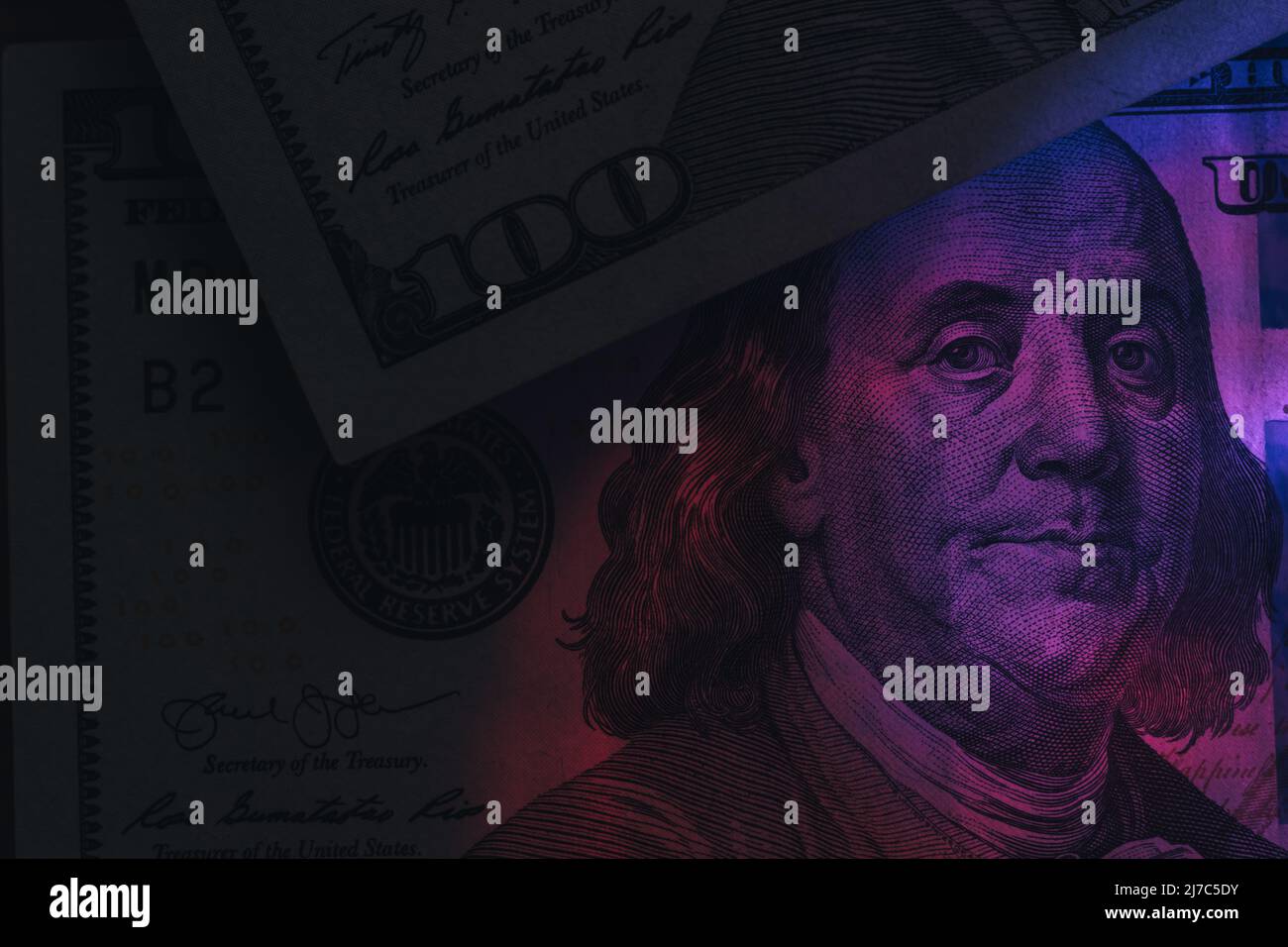 Beautiful Dollars on a table night background. American, US Dollars ...