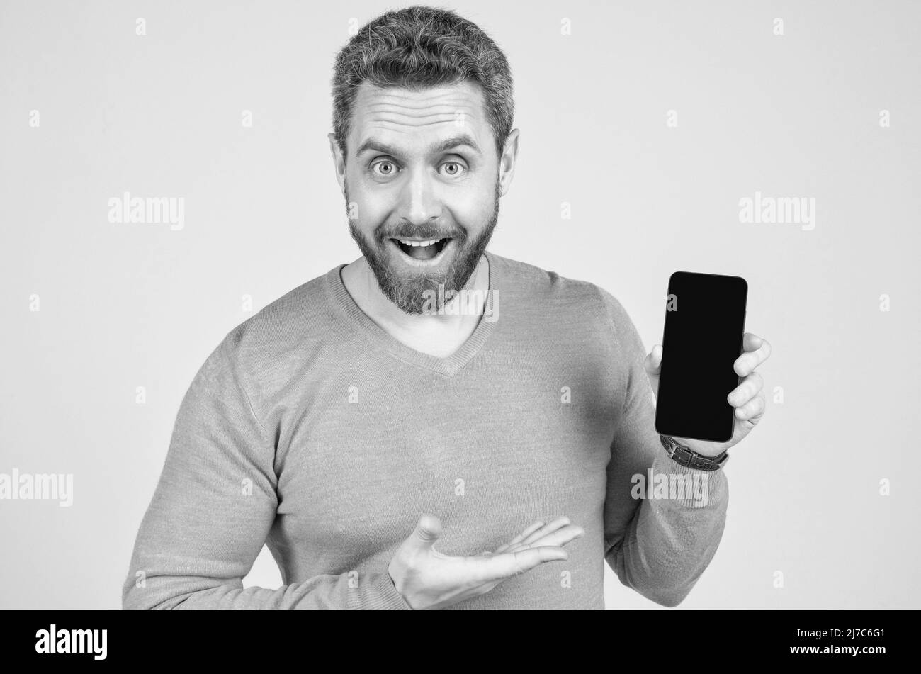 Mobile app presentation man Black and White Stock Photos & Images - Alamy